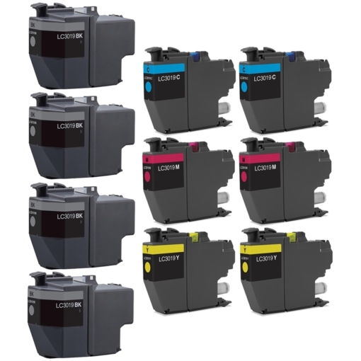 Compatible Bulk Set of 10 Ink Cartridges for Brother LC3019: 4 Black ...